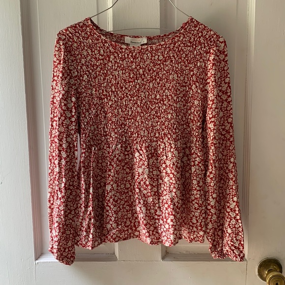 Tops | Red And White Floral Top | Poshmark